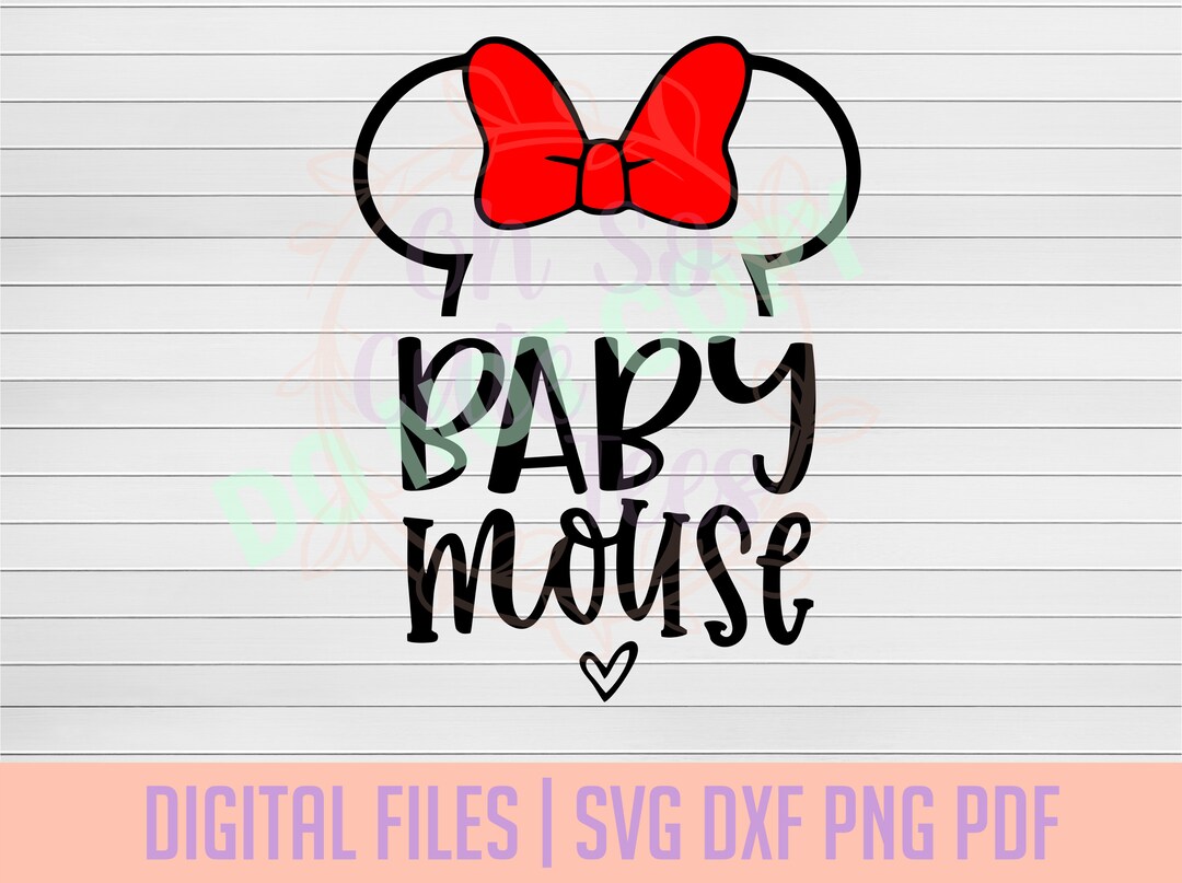 Baby Mouse, Red Bow DIGITAL DOWNLOAD Svg, Dxf, Png, Pdf - Etsy