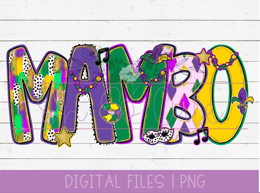 Mardi Gras MAMBO, Fun Font, King Cake, Digital Download PNG - Etsy