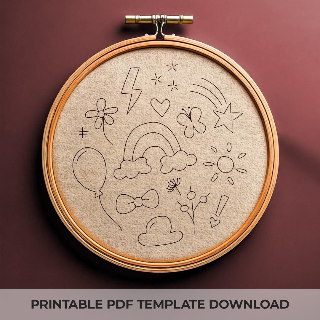 Doodle It up Hand Embroidery Template, Printable Embroidery Pattern ...