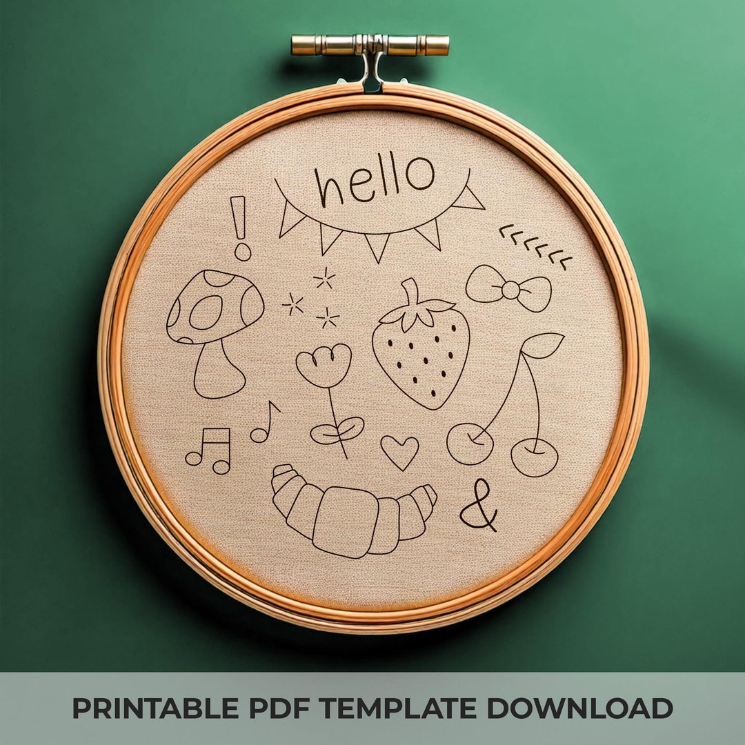 Doodles Hand Embroidery Template, Printable Embroidery Pattern Sheet ...
