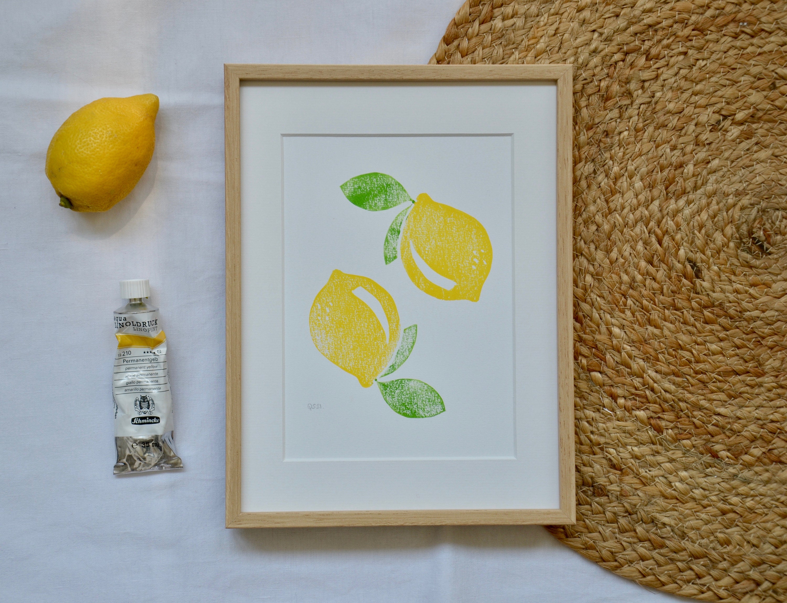 Lemons Handmade Lemon Linocut - Etsy