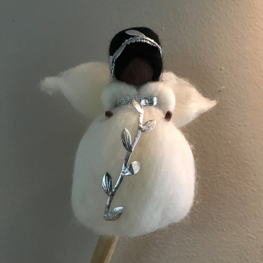 African American Angel Tree Topper in Wool With White and - Etsy