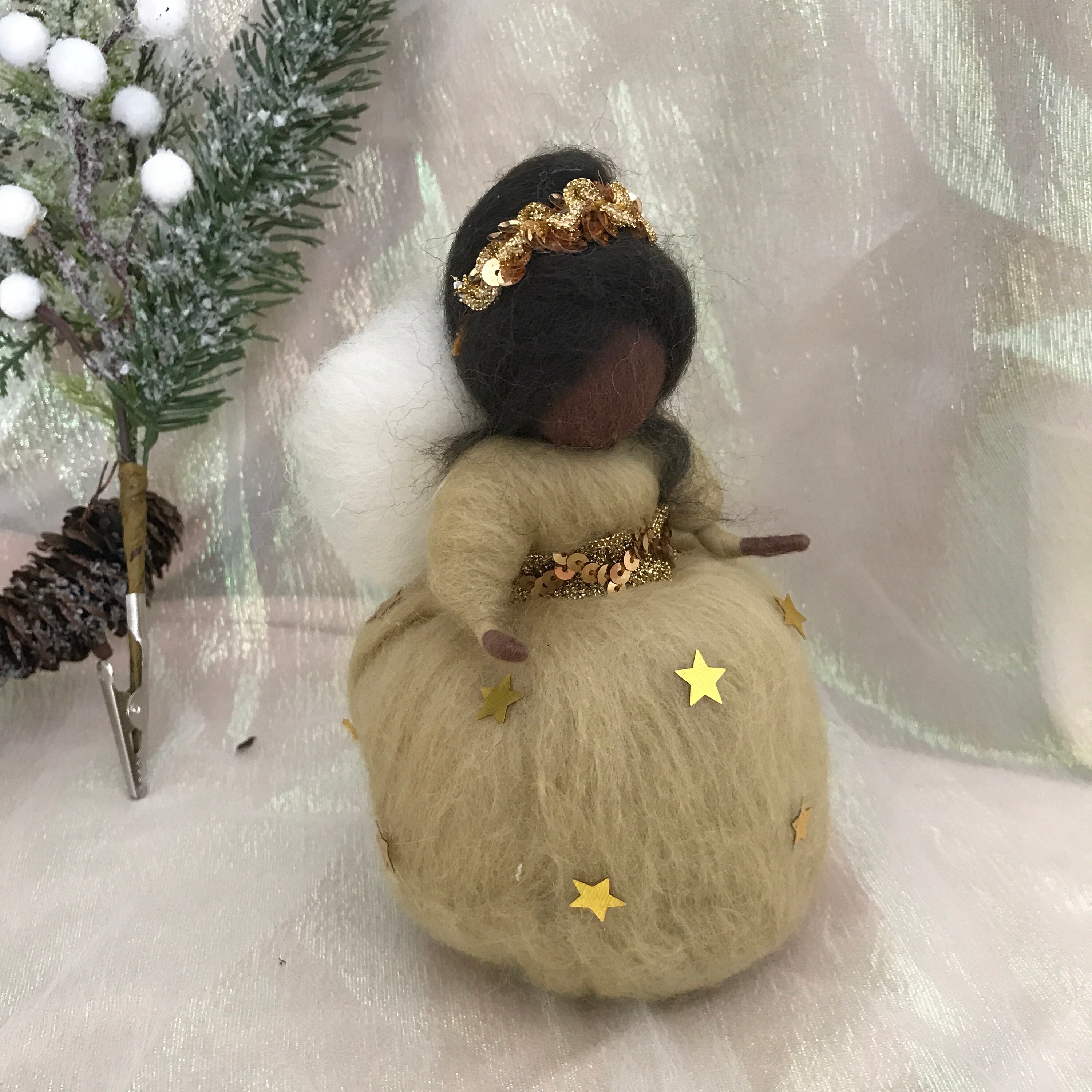 Small Stars Needle Felt African American Angel Tree Topper. - Etsy