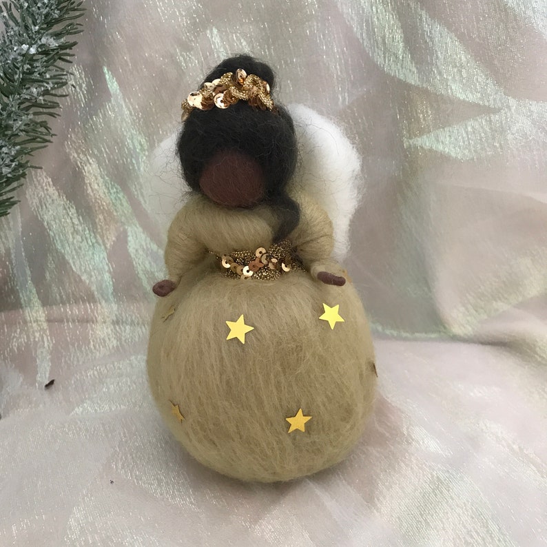 Small Stars Needle Felt African American Angel Tree Topper. - Etsy