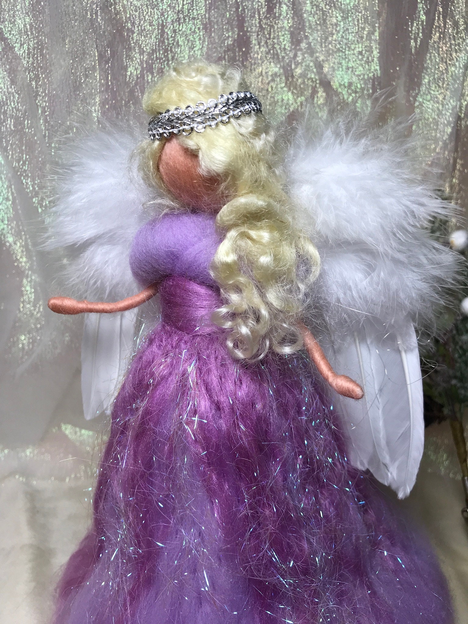 Lavender Angel Tree Topper. Needle Felted Ethereal Angel. - Etsy