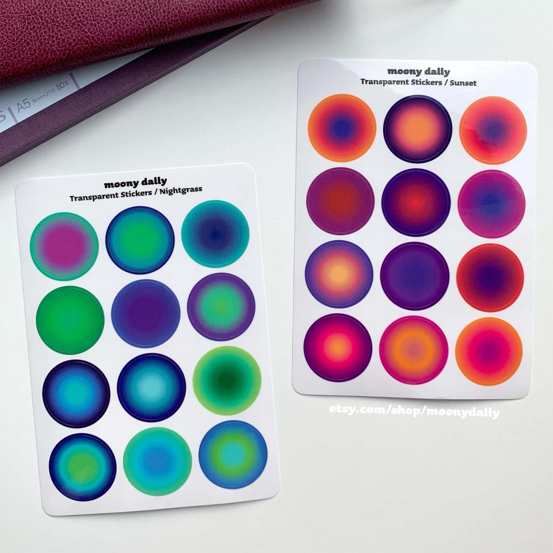 Transparent Round Stickers (dark Version) | Scrapbooking | Diary - Etsy