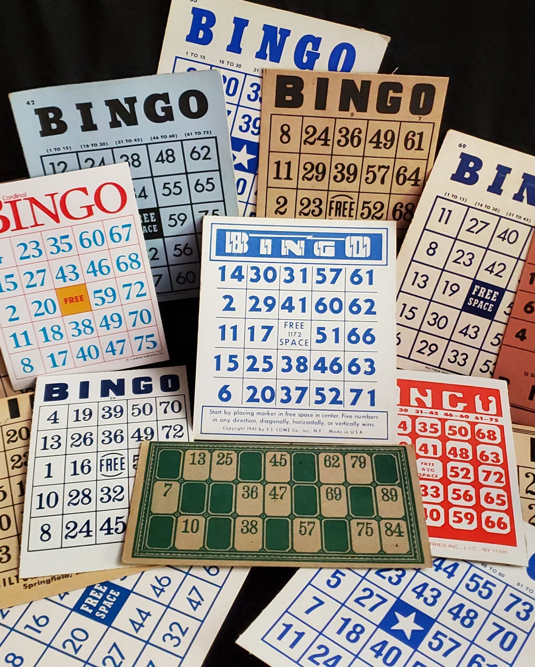 15 Bingo Cards, Vintage Bingo Cards, Junk Journal Cards, Collage Kit - Etsy