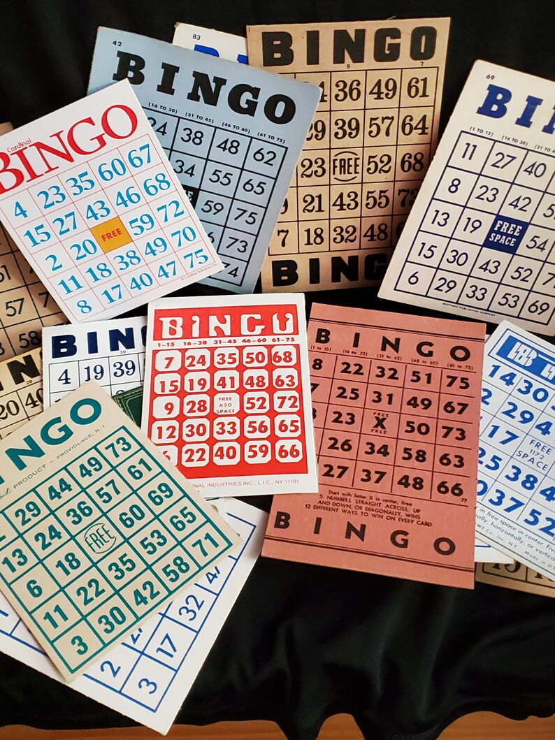 15 Bingo Cards, Vintage Bingo Cards, Junk Journal Cards, Collage Kit - Etsy