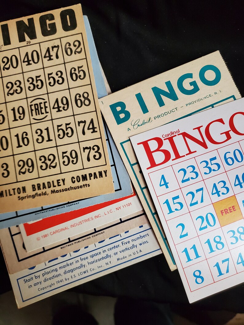 15 Bingo Cards, Vintage Bingo Cards, Junk Journal Cards, Collage Kit - Etsy