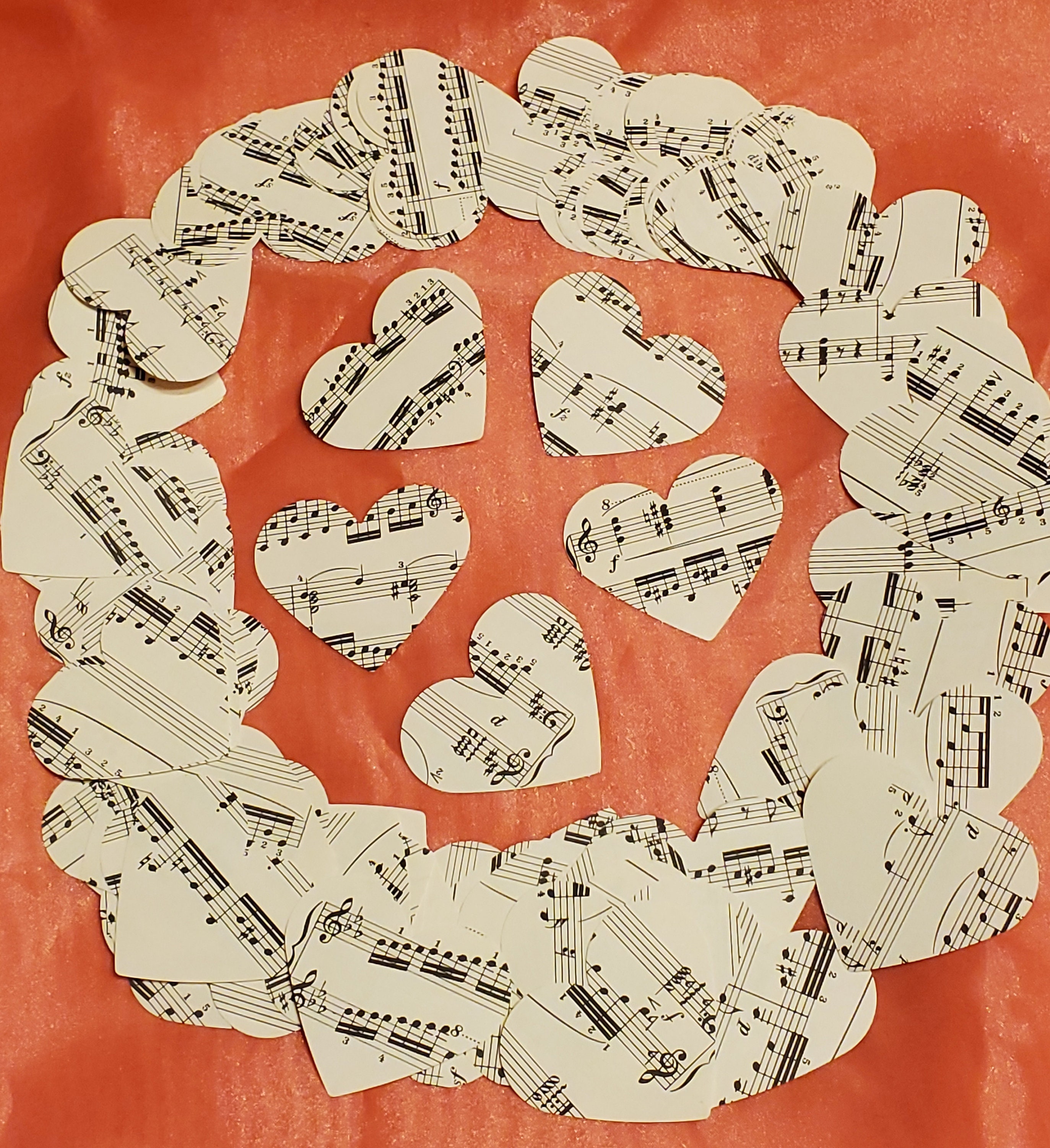 Music Heart Confetti, Sheet Music Hearts, Heart Tags, Music Notes ...