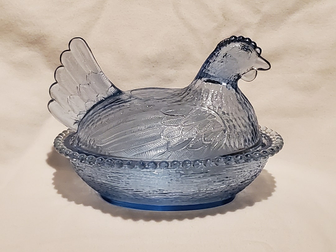 Blue Indiana Glass Hen on Nest Nesting Hen Candy Dish - Etsy
