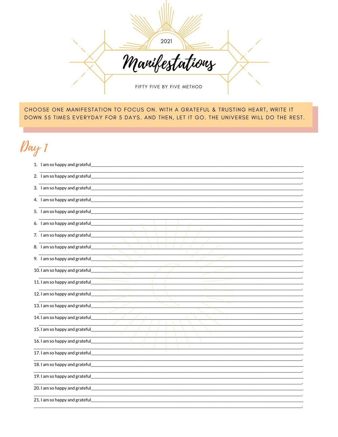 55x5 Manifestation Activity to Accelerate Your Manifestations Using the ...