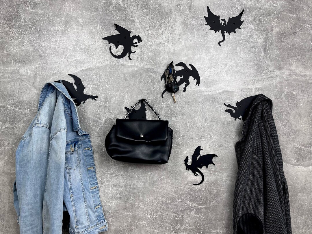 Dragon Wall Hooks, Fantasy Coat Hanger, Goth Metal Key Holder, Entryway ...