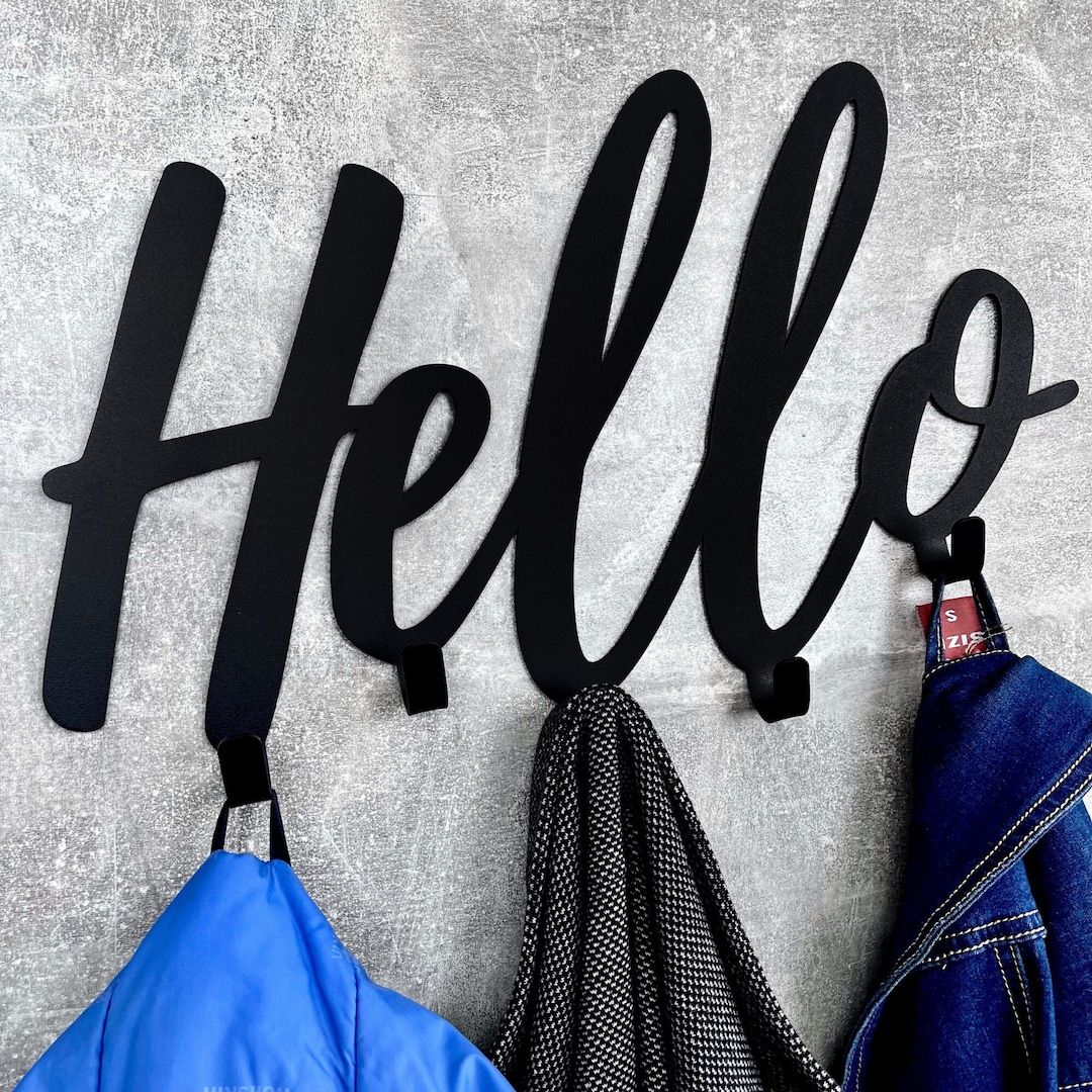 HELLO Steel Wall Mounted Coat Rack, Steel Metal Hook, Wall Rack Hook ...