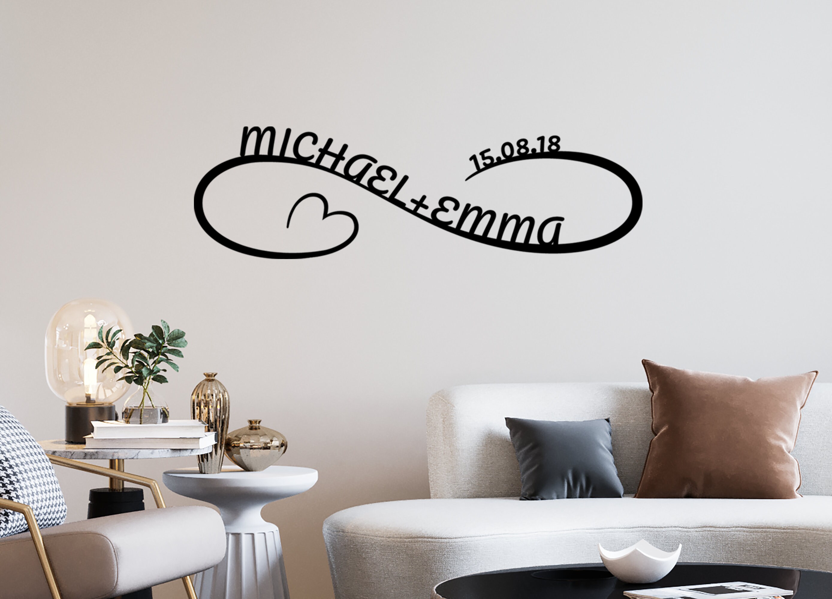 Metal Infinity Sign With Names and Date - Etsy