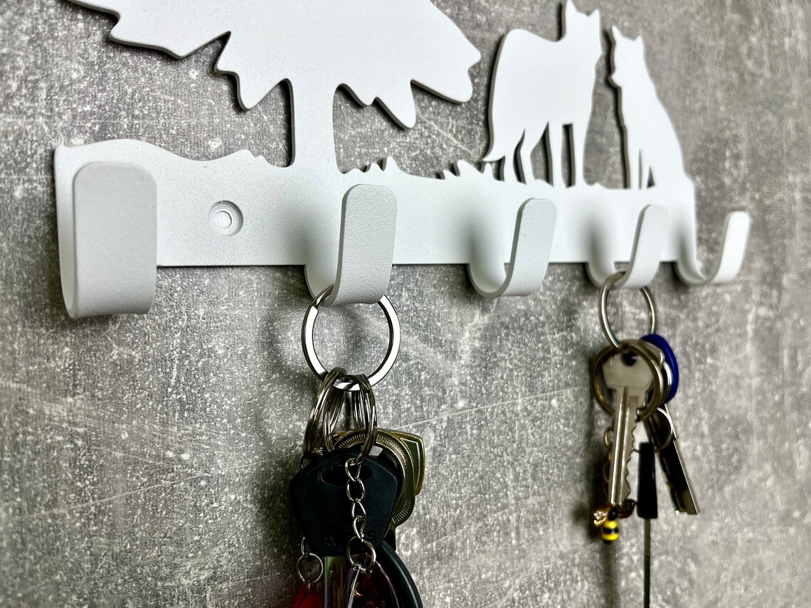 Wildlife Wall Mounted Key Rack, Custom Key Holder, White Key Storage ...