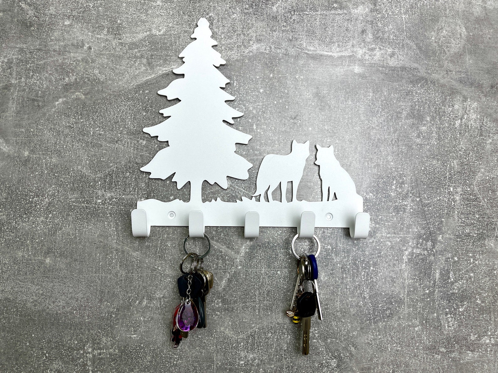 Wildlife Wall Mounted Key Rack, Custom Key Holder, White Key Storage ...