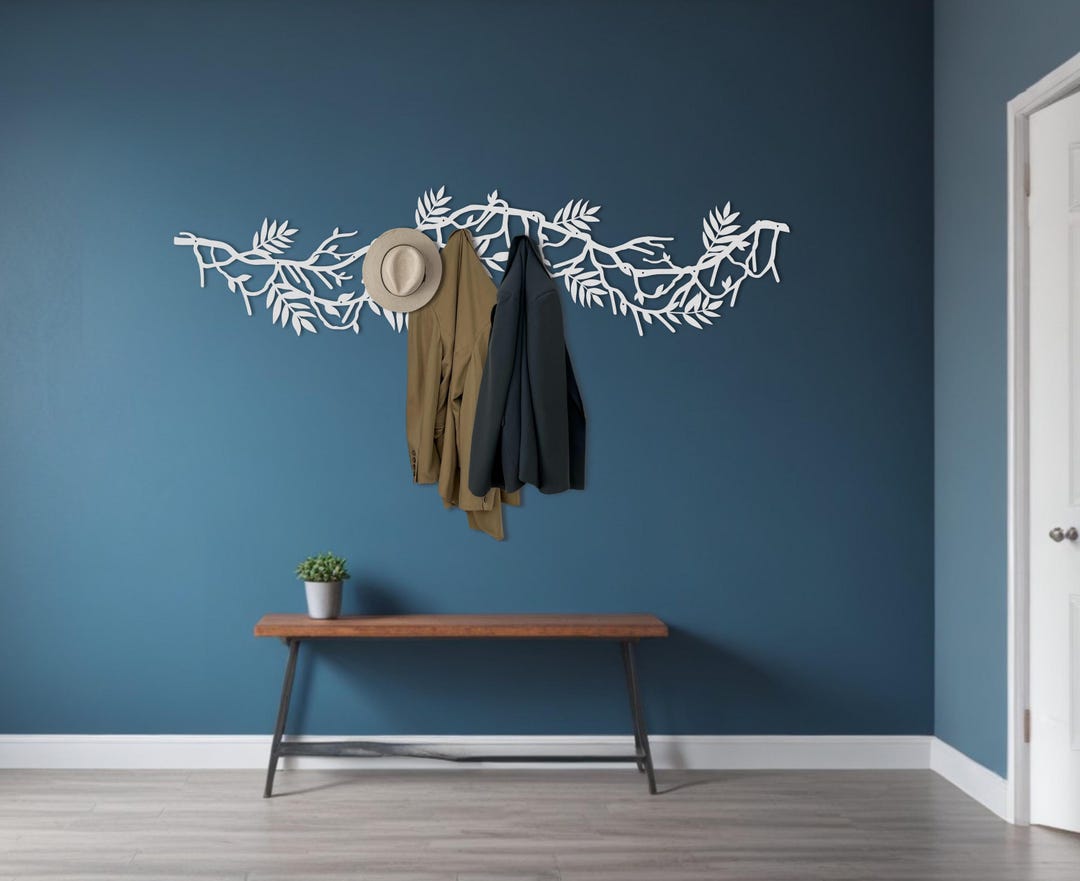 White Steel Metal Rack, Metal Tree Hanger, Branch Wall Hook, Modern ...