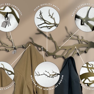 Metal Tree Wall Coat Rack, Decorative Clothing Hanger, Branch Wall ...