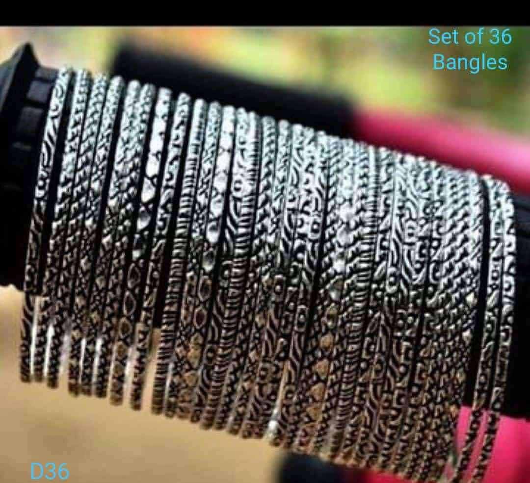 36 Oxidized Bangle/ Random Design Set/ Indian Jewelry/black Polish ...