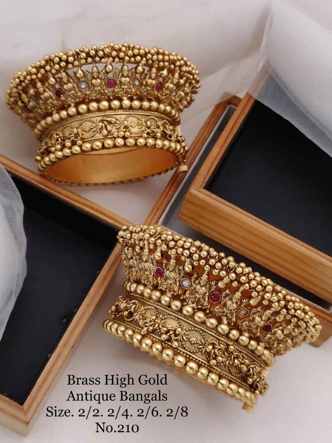 Brass High Gold Antique Rajwadi Kada Bangles, Set of 2 Bangles, Indian ...