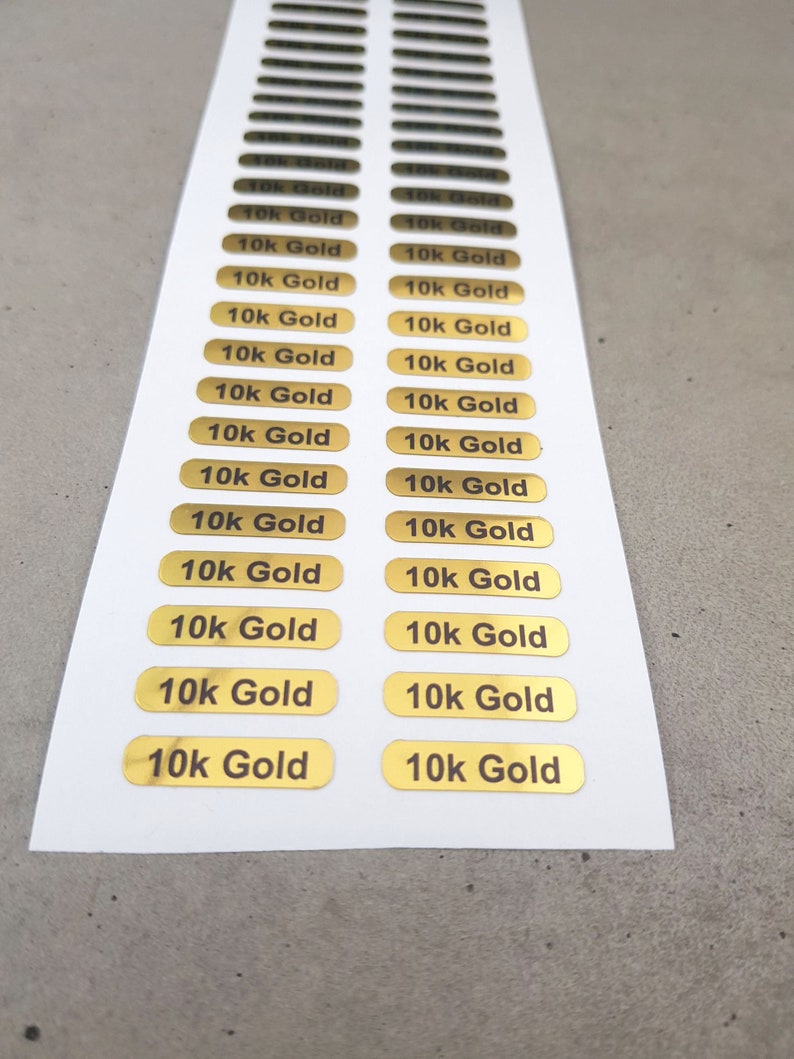 10k Gold Stickers Labels for Jewellery Shiny Yellow Gold Coloured Vinyl ...