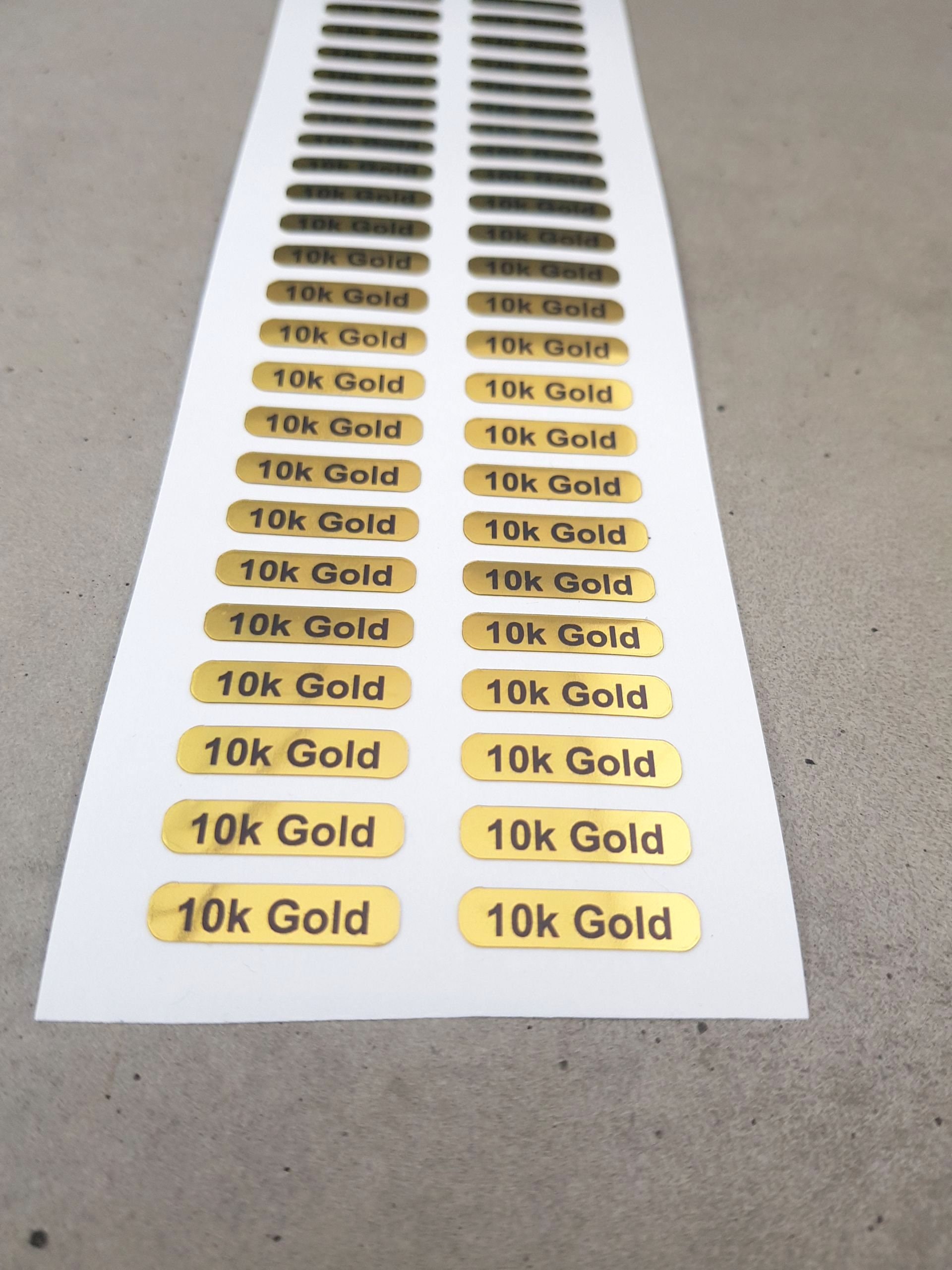 10k Gold Stickers Labels for Jewellery Shiny Yellow Gold Coloured Vinyl ...