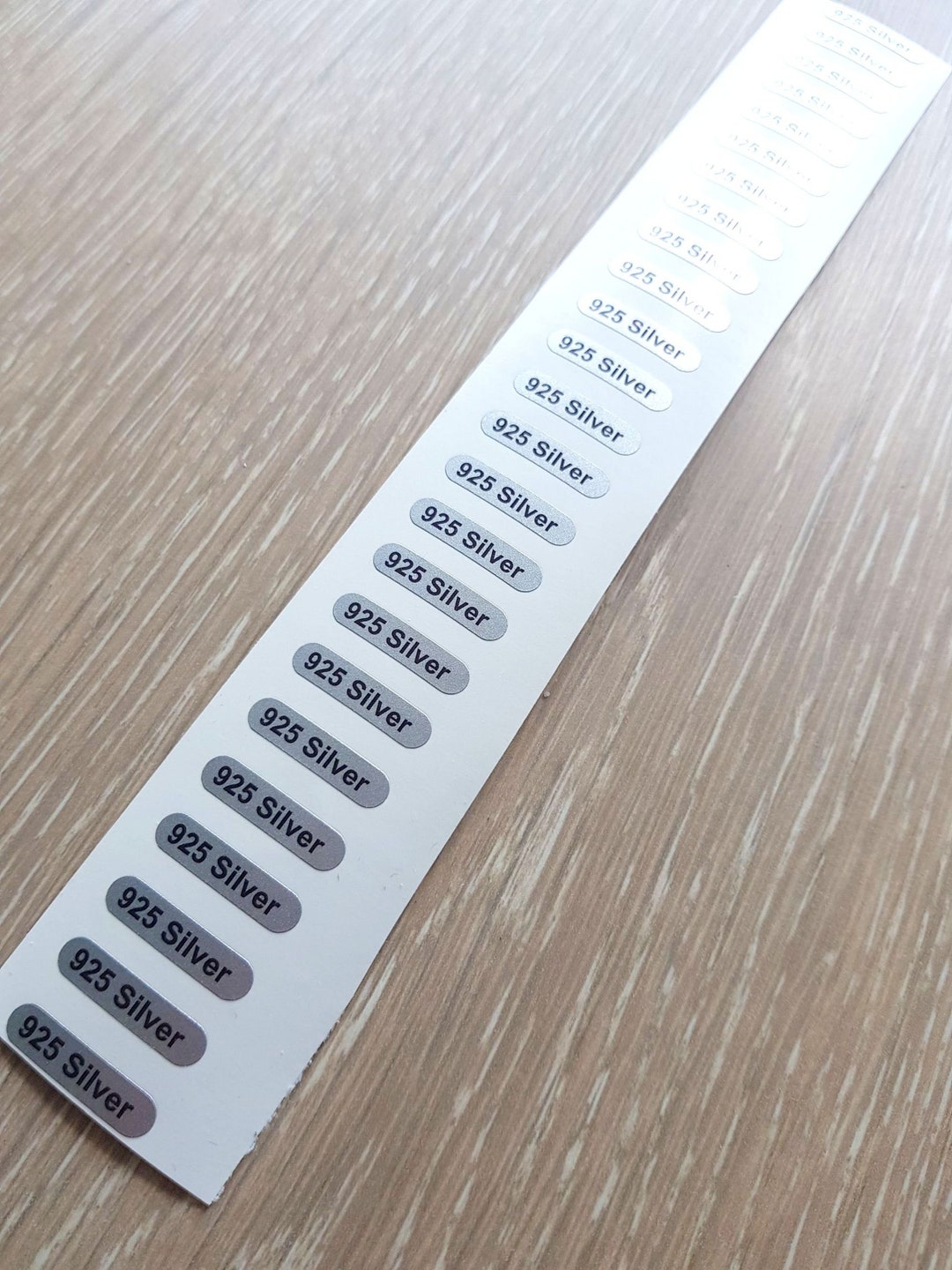 925 Silver Stickers Labels Small Metallic Silver Vinyl 5mm X 21mm for ...