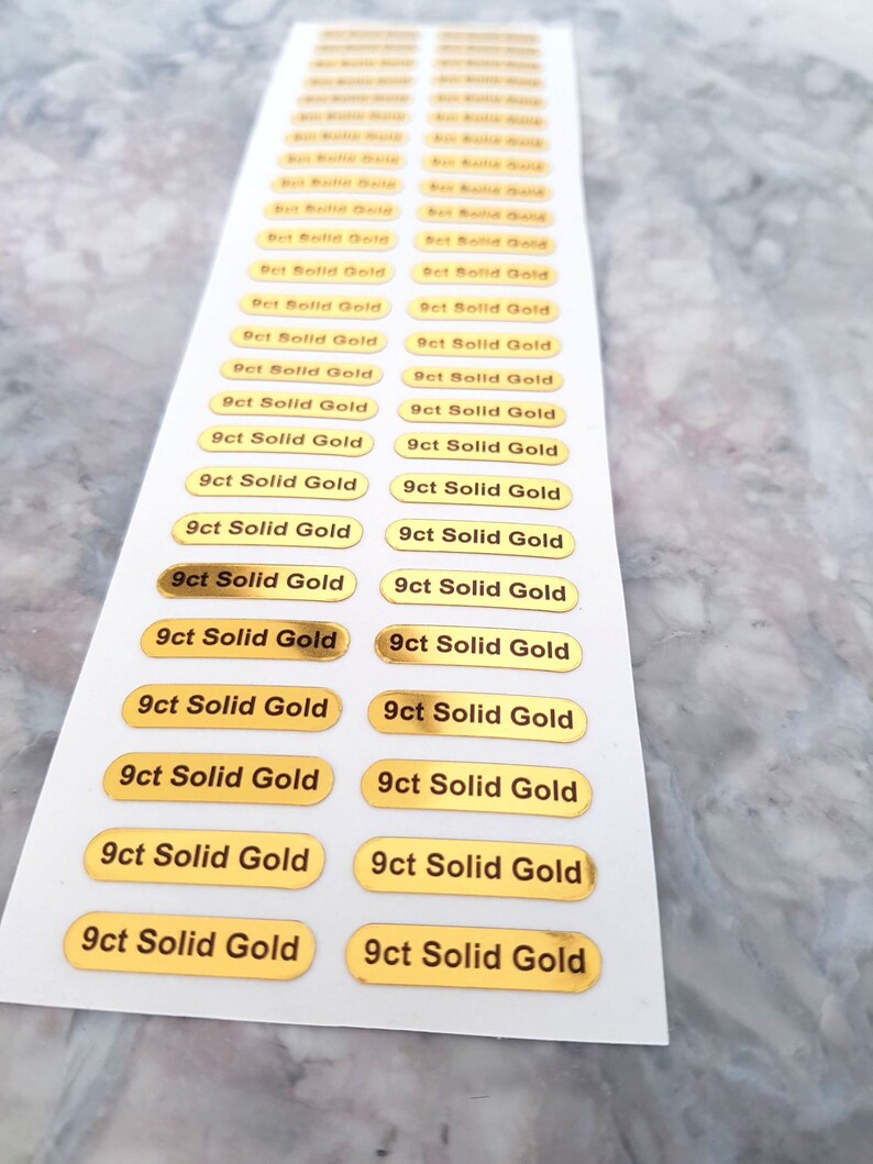 9ct Solid Gold Stickers Labels for Jewellery Small Shiny Yellow Gold ...
