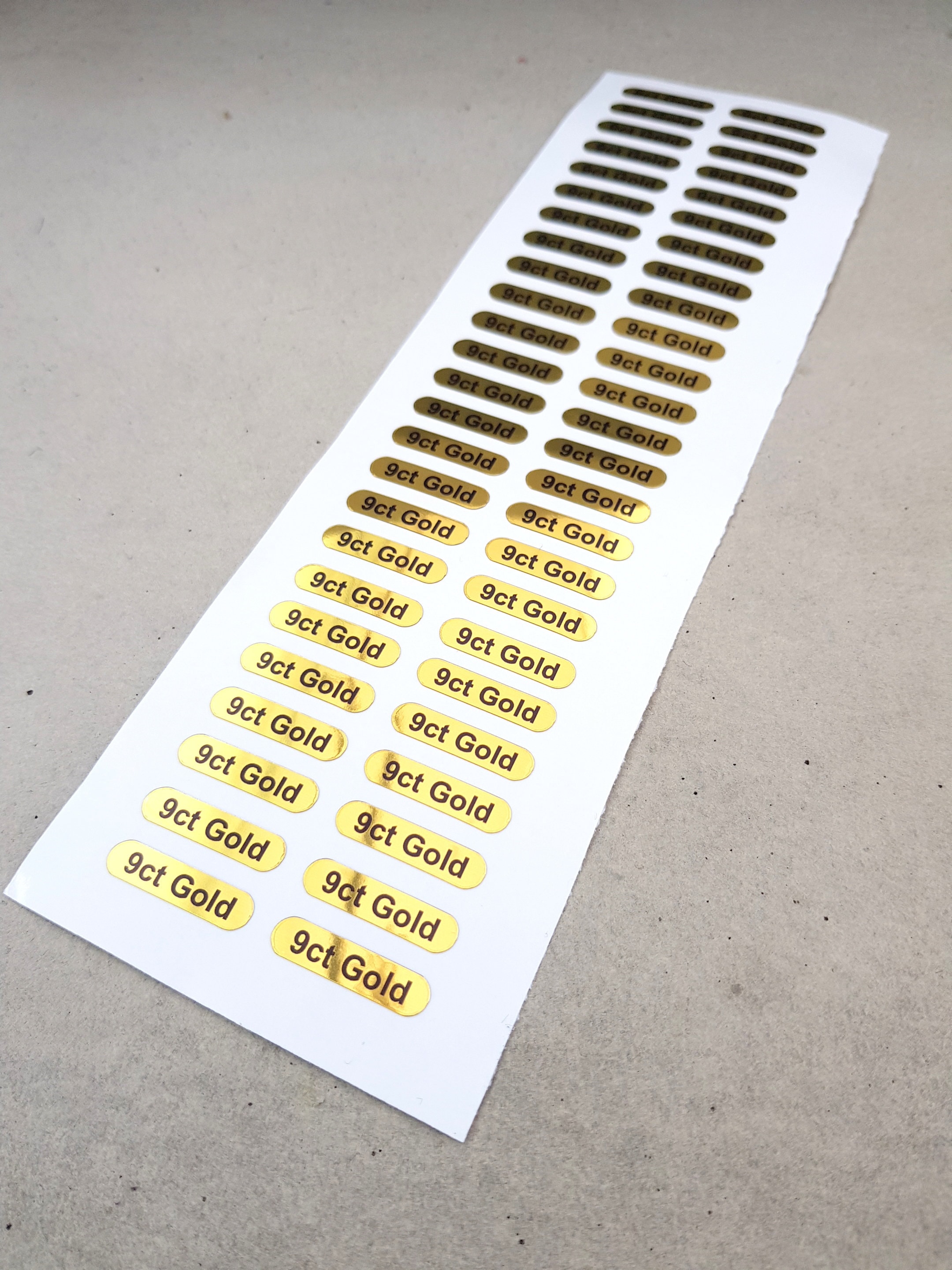 9ct Gold Stickers Labels for Jewellery Small Shiny Yellow Gold Coloured ...