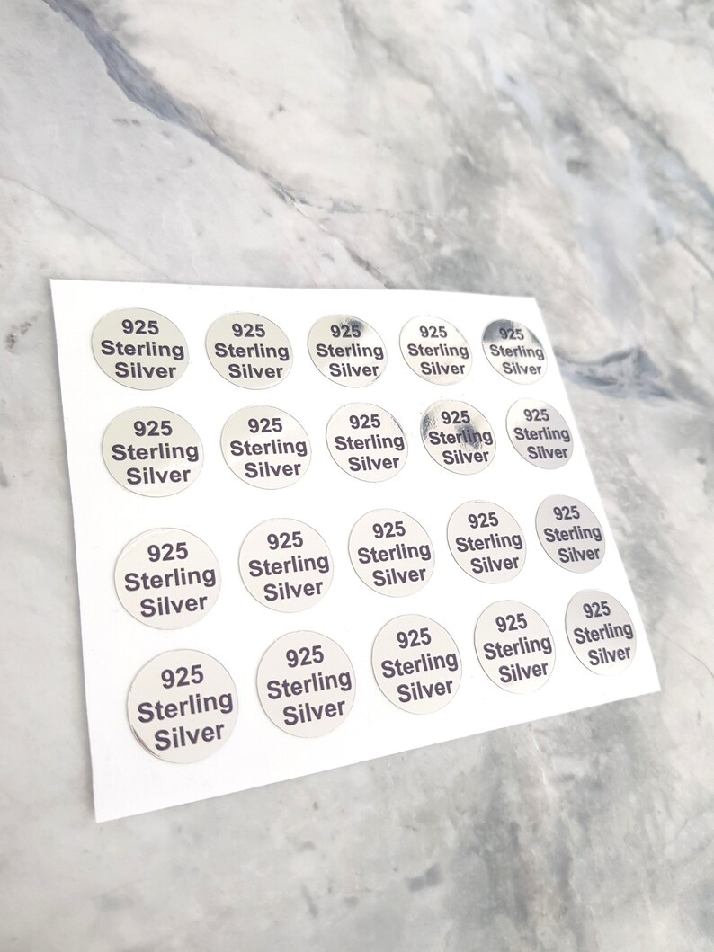 Sterling Silver Round Stickers Labels Shiny Silver Vinyl 15mm Diameter ...