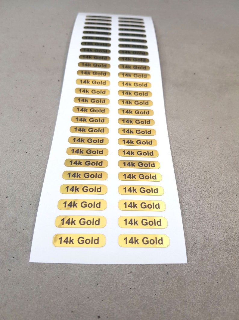 14k Gold Stickers Labels for Jewellery Shiny Yellow Gold Coloured Vinyl ...