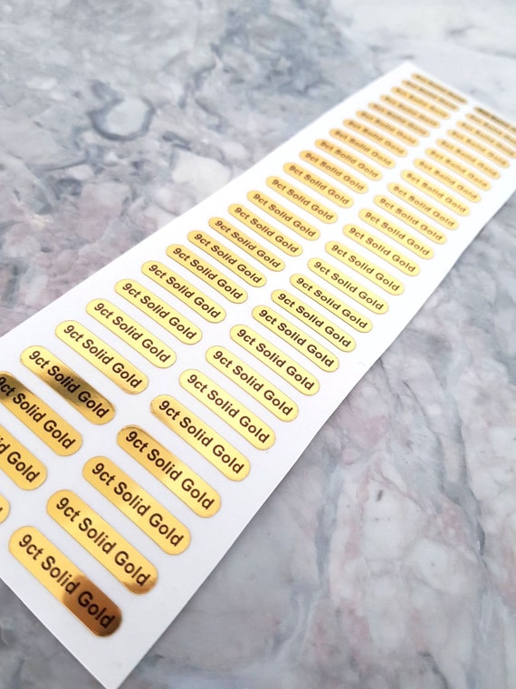 9ct Solid Gold Stickers Labels for Jewellery Small Shiny | Etsy