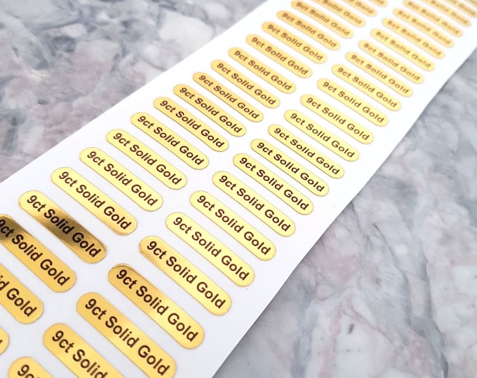 9ct Solid Gold Stickers Labels for Jewellery Small Shiny Yellow Gold ...