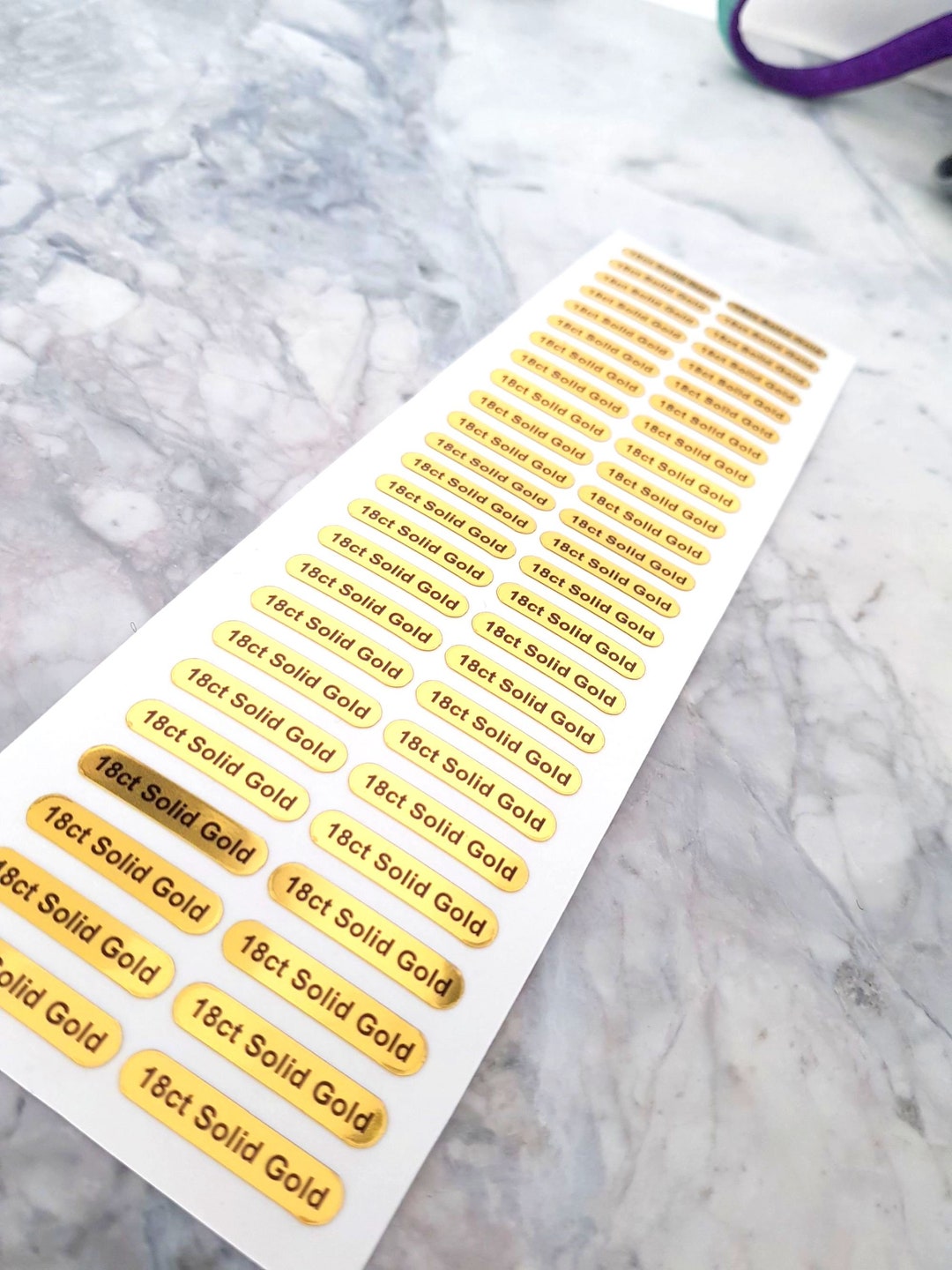 18ct Solid Gold Stickers Labels for Jewellery Small Shiny Yellow Gold ...