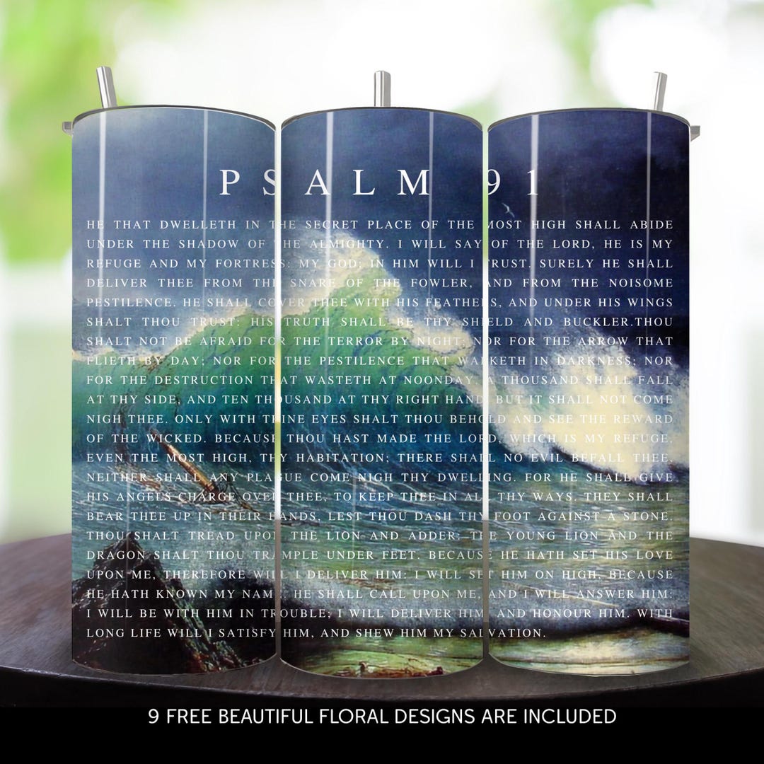 Psalm 91 Scripture Tumbler Wrap, Christian Protection Prayer ...