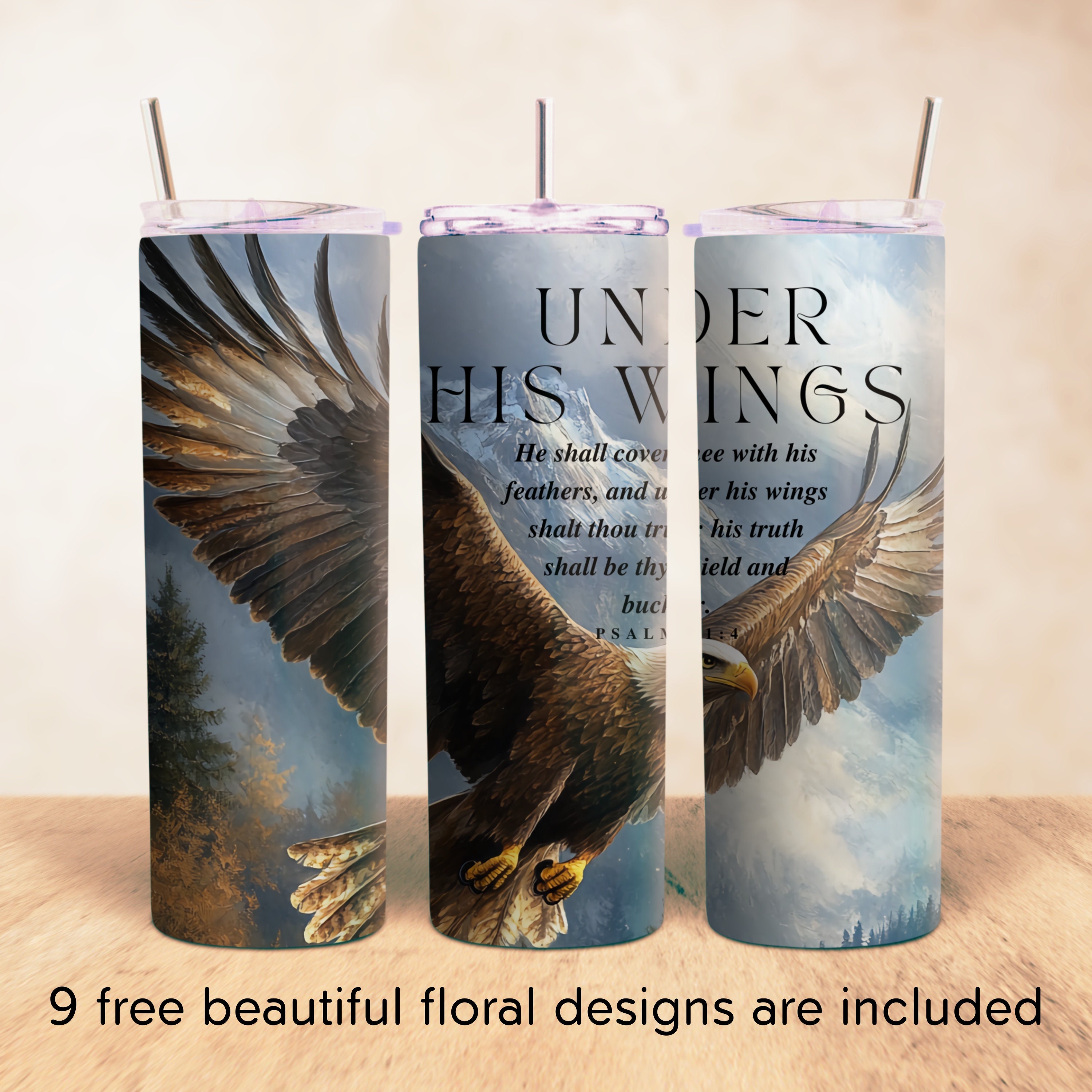 Psalm 91 Scripture Verse 20oz Skinny Tumbler Sublimation Design Under ...