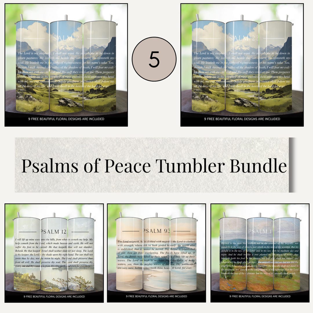 Psalms of Peace Tumbler Bundle, KJV Scripture Landscape Seamless PNG ...