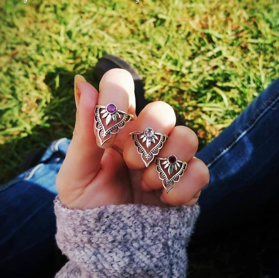 Indian Silver Ring-tribal Silver Ring Silver Gemstone Ring-minimalist ...