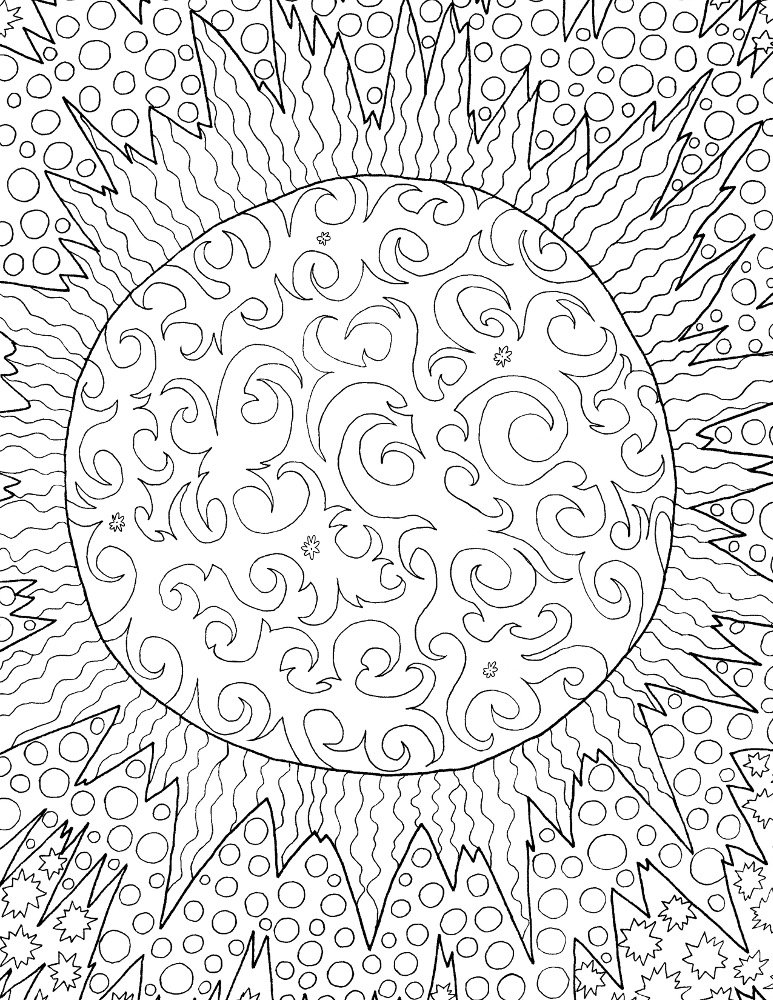 Digital Adult Coloring Page SUN. Instant Digital JPEG Download. Adult ...