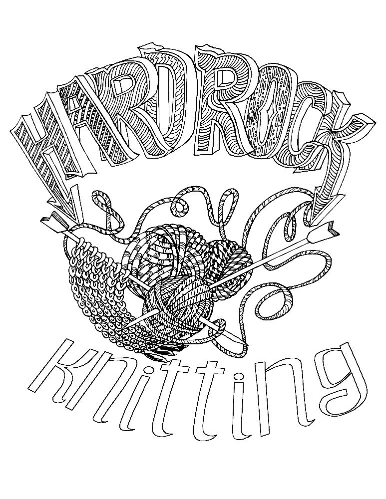 Digital Coloring Page Knitting for Adults. Instant Digital JPEG ...