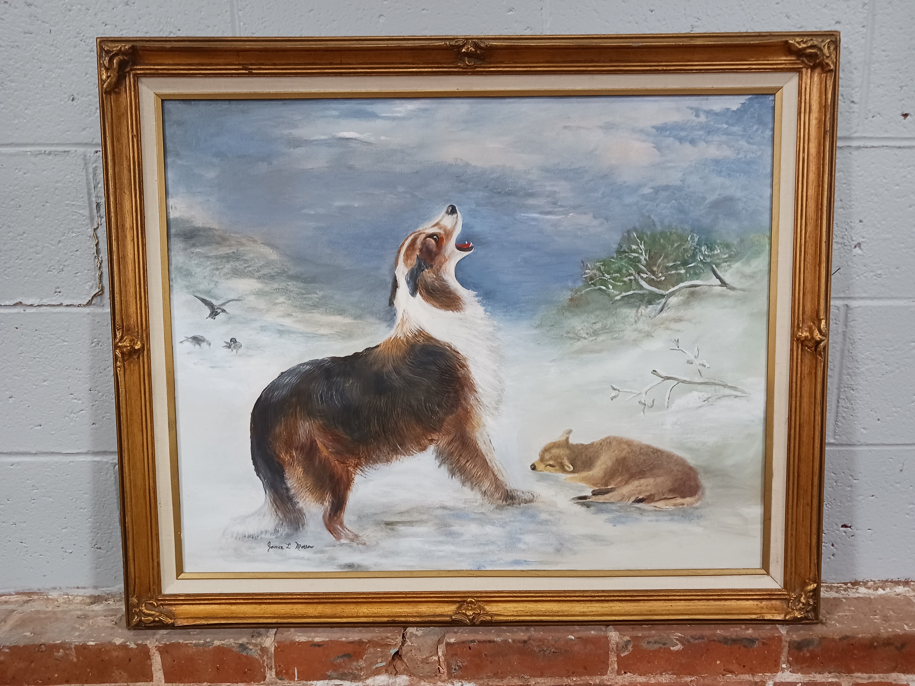 A Cry for Help Artist by Signed Janice L. Morrow Oil Painting on Canvas ...