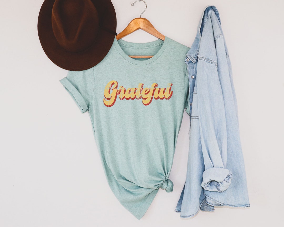 Retro Grateful Shirts for Women, Cute Grateful Graphic Tees, Gratitude ...
