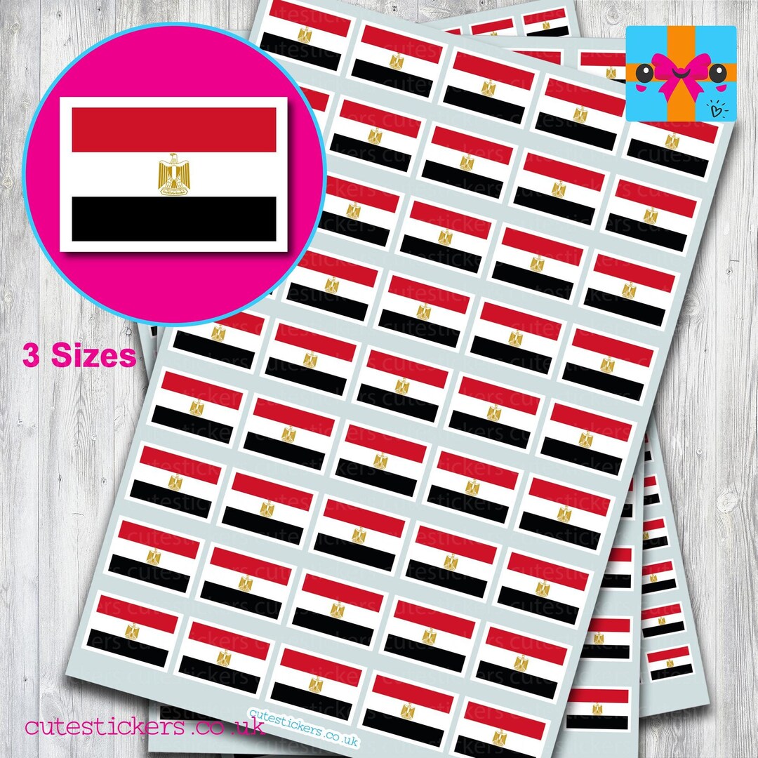 Egypt Flag Stickers / Egyptian Flag / 3 Sizes: 10mm X 7mm, 15mm X 10mm ...