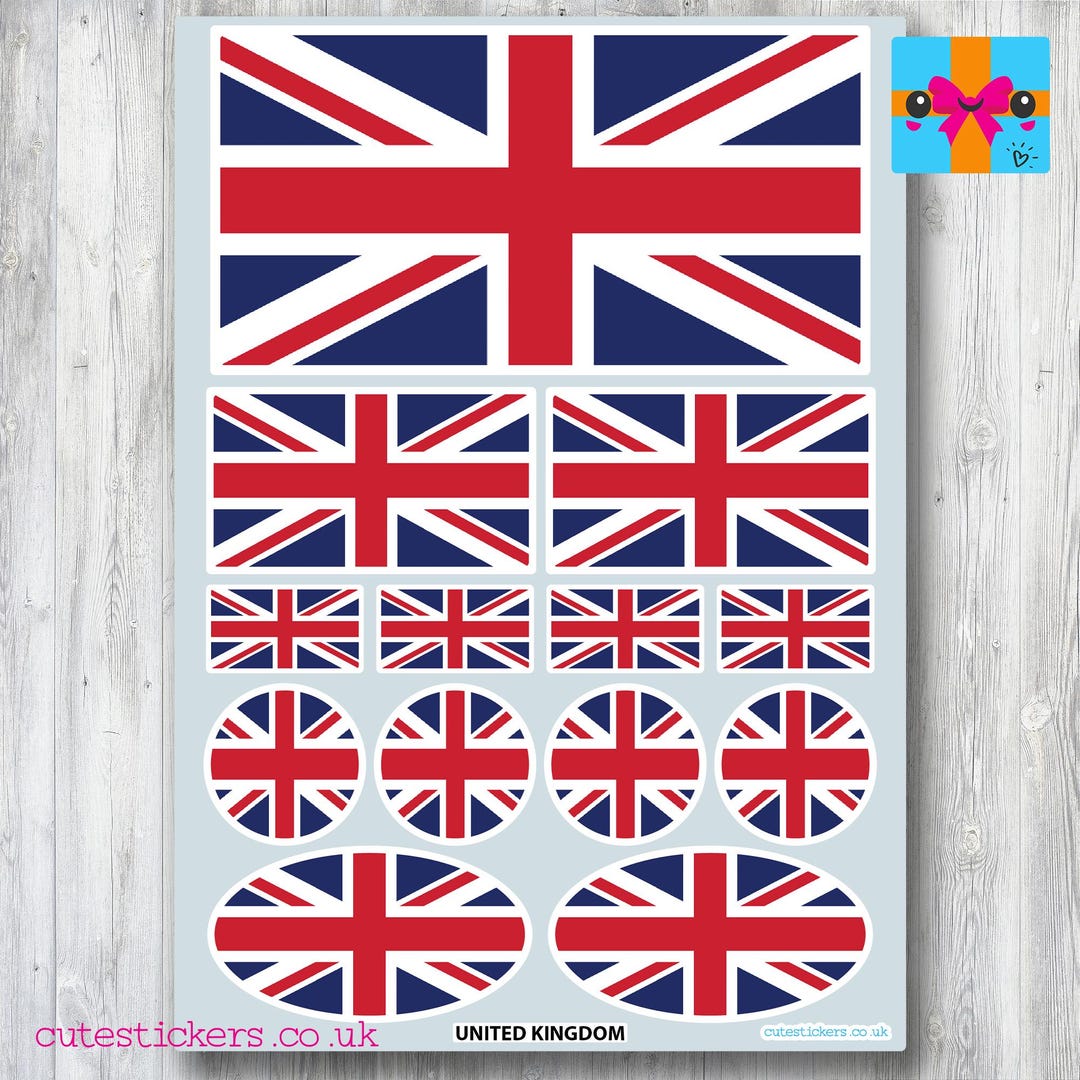 13 Union Jack Great Britain UK Flag Stickers / Waterproof / Assorted ...
