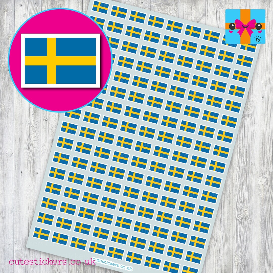 Swedish Flag Stickers / Flag of Sweden Stickers / 3 Sizes: 10mm X 7mm ...