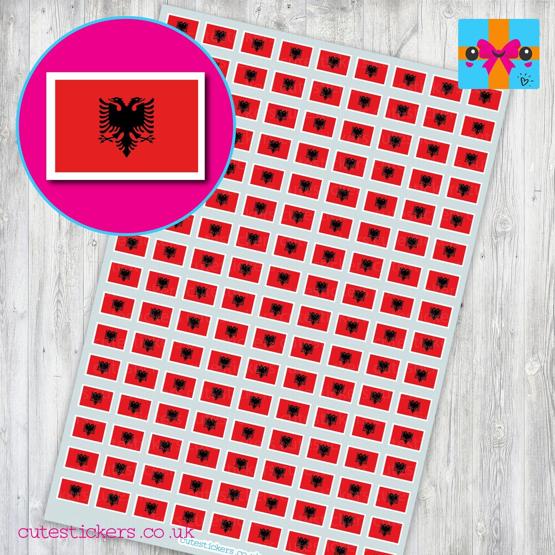 Albania Flag Stickers / Albanian Flag Stickers / 3 Sizes - 10mm X 7mm ...