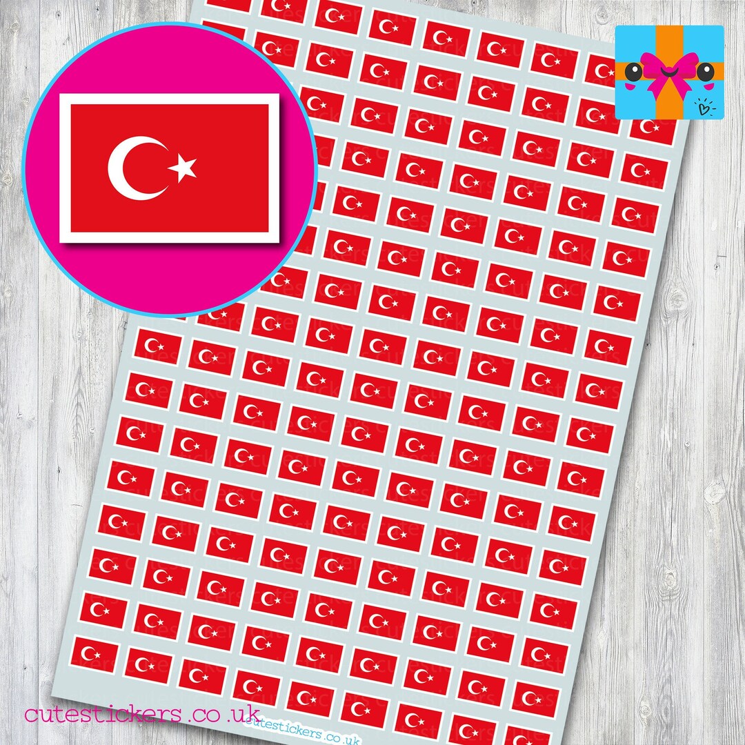 Turkey Flag Mini Planner Stickers / 10mm X 7mm Turkish Flag Stickers ...