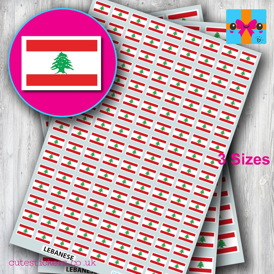 Lebanon Flag Stickers / Lebanese Flag Stickers / 3 Sizes: 10mm X 7mm ...