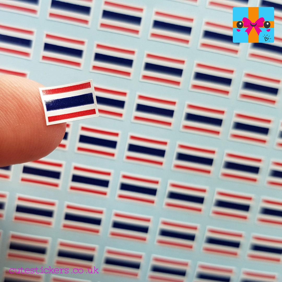 Thailand Flag Mini Planner Stickers / 1cm Wide Thai Flag Stickers / 144 ...